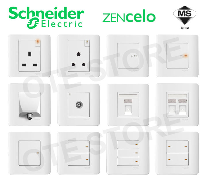 Schneider ZENcelo Series Flush Switch and Socket Outlet (White) | Lazada