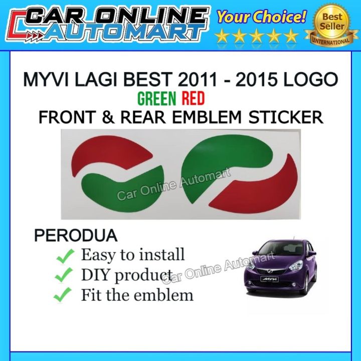 Perodua Myvi Lagi Best 2011~2015 - RED GREEN STICKER LOGO 2 PCS (Front ...