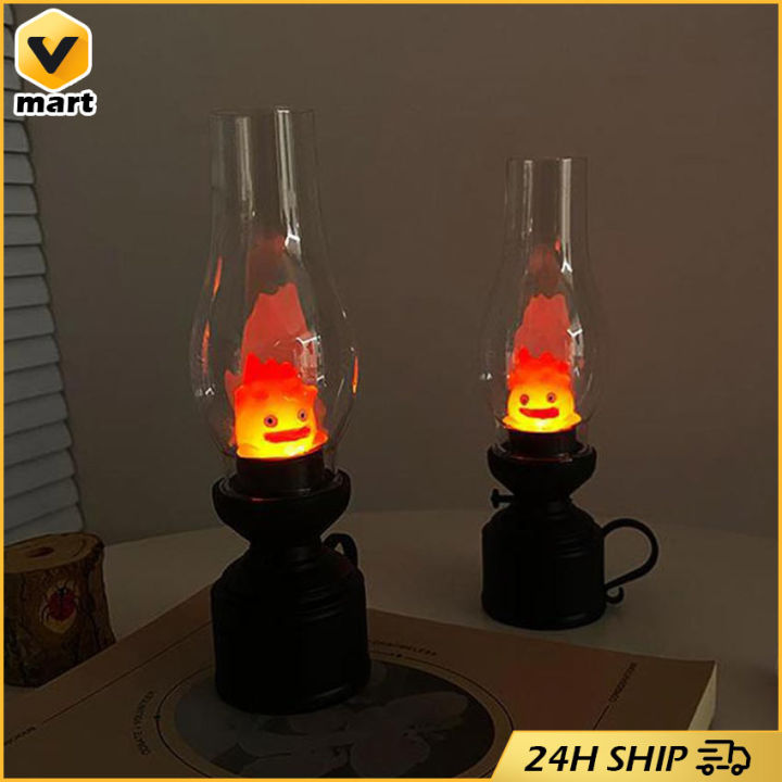 Cute Calcifer Fire Night Lamp Mini Moving Castle Anime Figure Calcifer ...