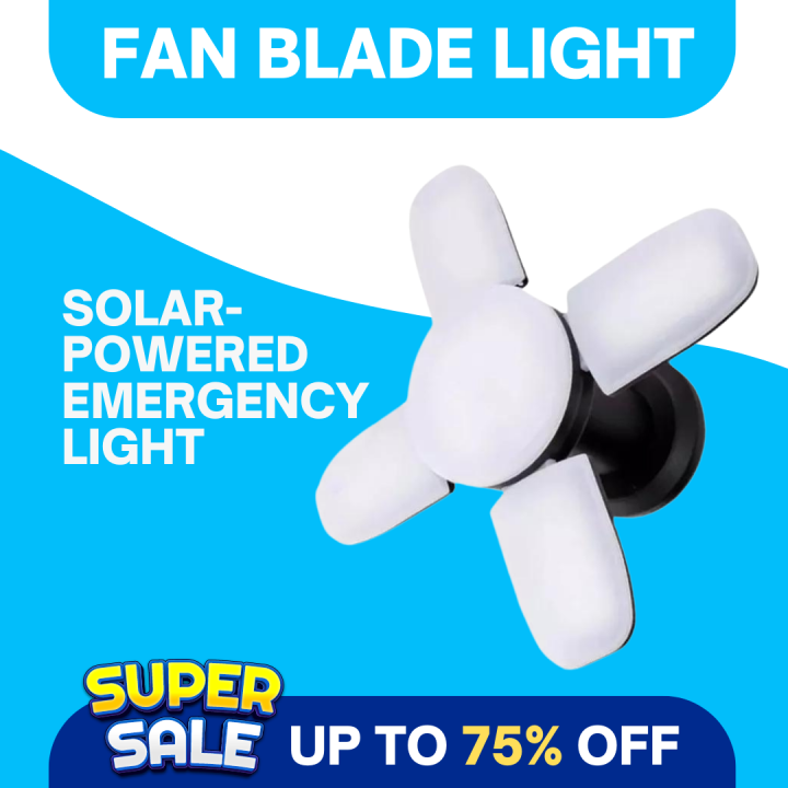 Click Cart Ph Original COD Solar Fan Blade Rechargeable Emergency Light ...