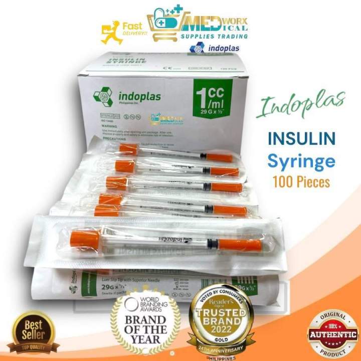 Indoplas Insulin Syringe ( 1 ml ) | 29 G x 1/2 "| 100 Pcs | 1 Box ...