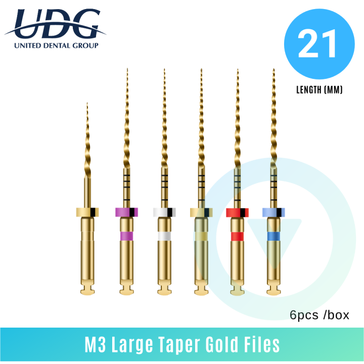 UDG M3 Large Taper Gold Rotary Files (6pcs/pack) Dental Endodontic ...
