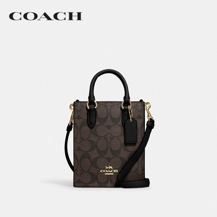 COACH กระเป๋าสะพายข้างรุ่น North South Mini Tote In Signature Canvas สี ...