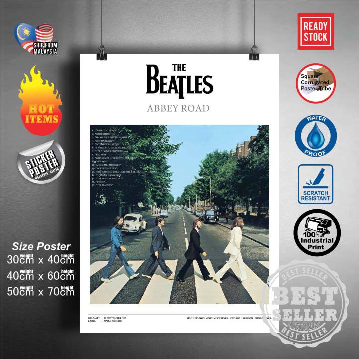 (READY STOCK)1969 The Beatles Print Abbey Road Poster Sticker poster ...