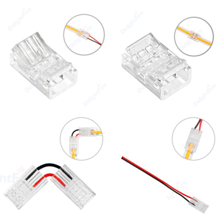 5PCS COB LED Strip Connector 120/240LED Fast Connectors For 2pin 8/10mm ...