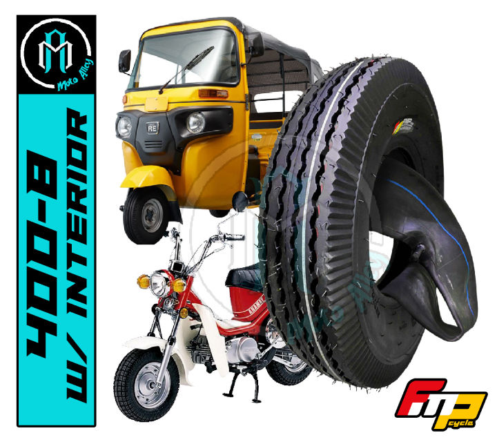 Moto Alley FMP Tire 400x8 Tube Type (FMPT) BAJAJ RE/YAMAHA CHAPPY TIRE ...