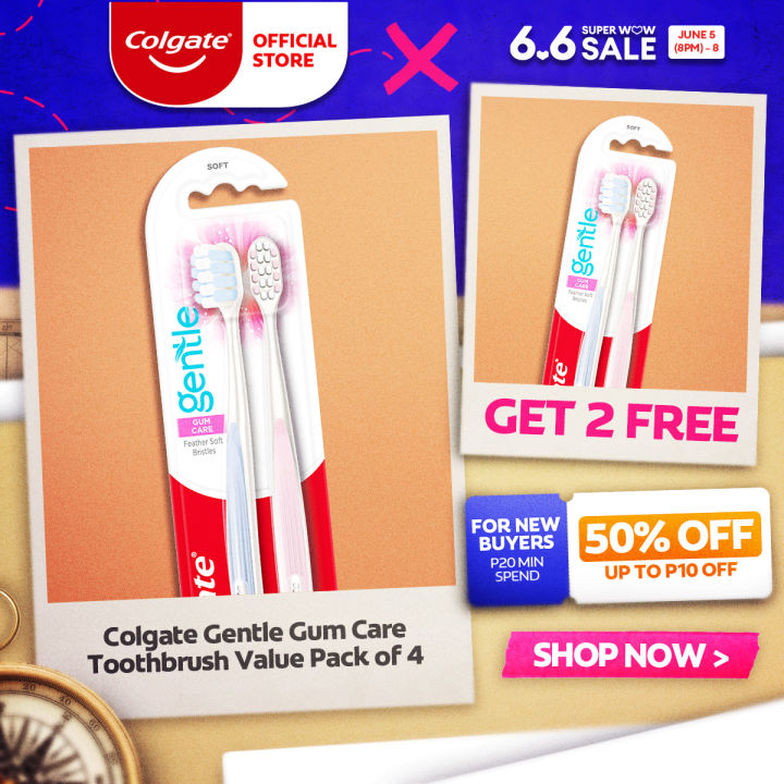 [BUY 2, FREE 2] Colgate Gentle Gum Care Toothbrush Value Pack of 4 ...