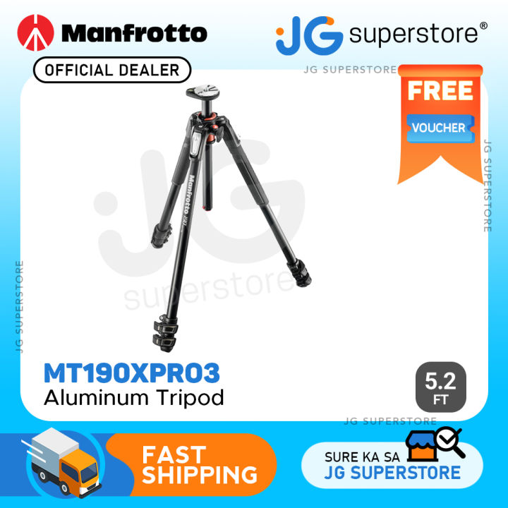 Manfrotto MT190XPRO3 3-Section Tripod with 7Kg Max Payload, 90 Degree ...