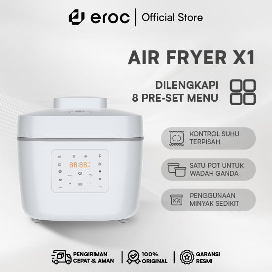 EROC Air Fryer & Rice Cooker Multicooker In One Pot - Kapasitas 6 Liter ...