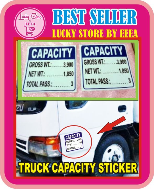 SET OF 2 TRUCK CAPACITY STICKER 4X6 INCHES SIZE | Lazada PH