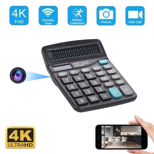 DEXIN Calculator 12-Digit Dual Power WiFi Spy Hidden Pinhole Camera ...