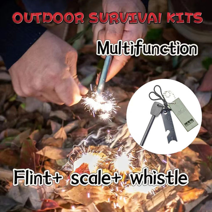 Outdoor Fire Starter Multifunctinal Magnesium Flint Stone scale Whistle ...