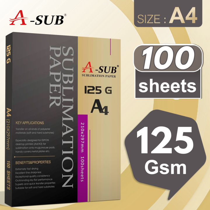 【Sublimation 125gsm Imported】A-SUB 125gsm Sublimation Transfer Paper A4 Size Heat Transfer Paper ...