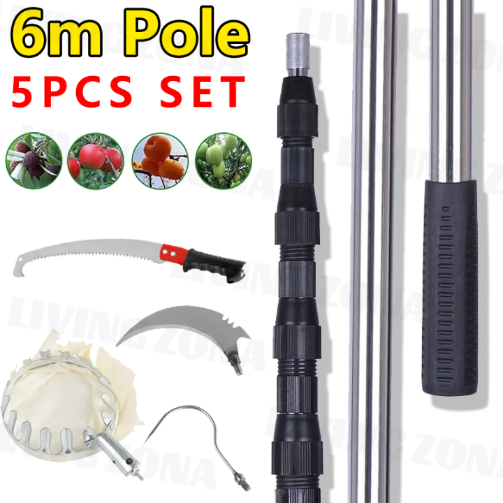 6 METER Adjustable Kekerasan Tinggi Tongkat Panjang Untuk Petik Buah Metal Fruit Picker ...