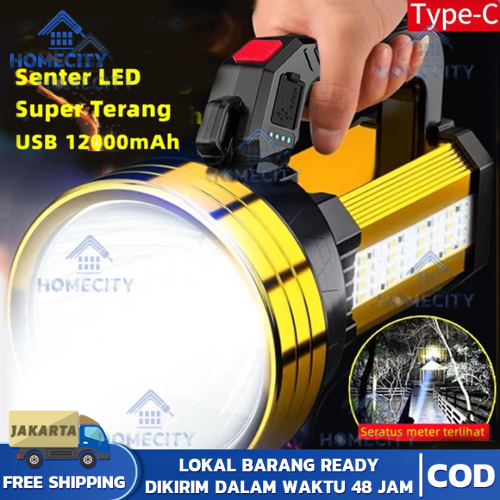 Senter LED Super Terang / 1200MAH / Senter Camping Jumbo Multifungsi ...