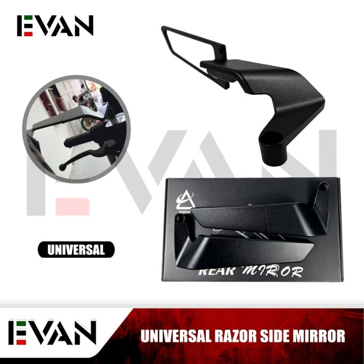 1 PAIR UNIVERSAL Side Mirror Winglet Alloy Ninja V3 Stealth Motorcycle ...