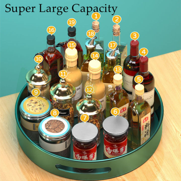 Carbon Steel Rotating Spice Rack 360° Spin Spice Organizer Kitchen With ...