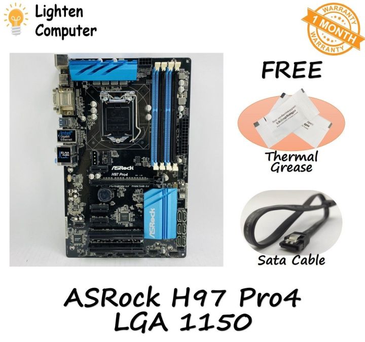 【FREE GIFT】 Asrock H97 Pro4 / H97M Pro4 Motherboard | H97 | LGA 1150 ...