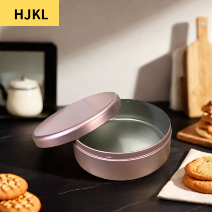 HJKL 3Pcs Round Tea Cake Tin 3 Color Simple Cookie Storage Boxes ...