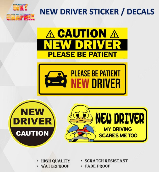 CAUTION NEW DRIVER STICKER / DECALS FOR CAR (WATERPROOF, MATTE ...