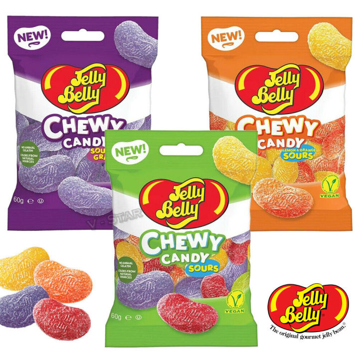 Jelly Belly Sour Chewy Candy Vegan Gula-gula Masam (60g) - Assorted ...
