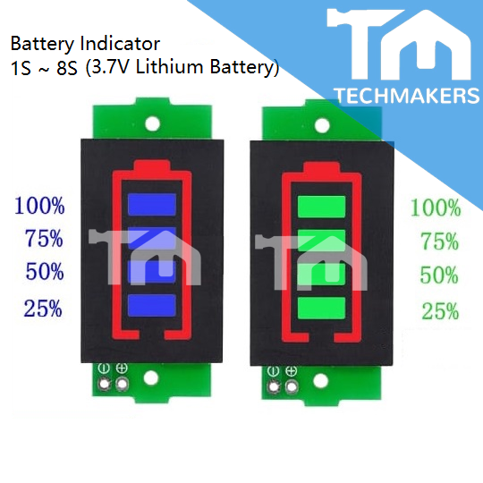 Lithium Ion 1s 2s 3s 4s 5s 6s 7s 8S Battery LED Capacity Power level ...