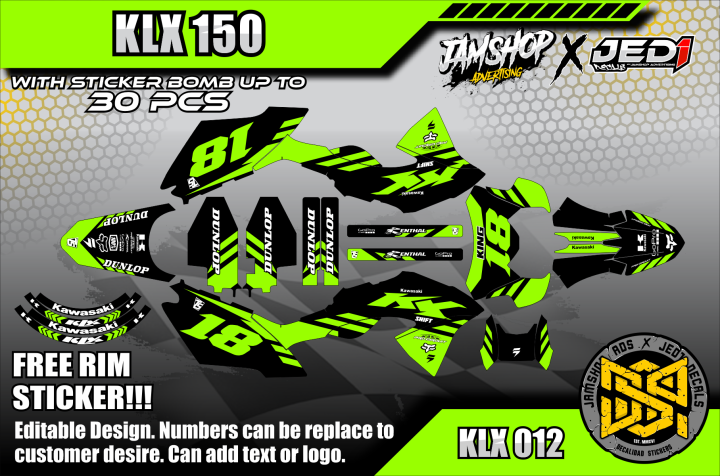 Kawasaki KLX 150L Full Decals w/ FREE Rim Sticker 2024 New Designs ...
