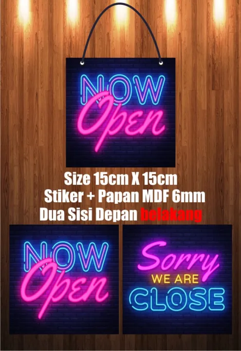 Stiker Open / Closed + Papan MDF 6mm, stiker open close kayu untuk toko ...