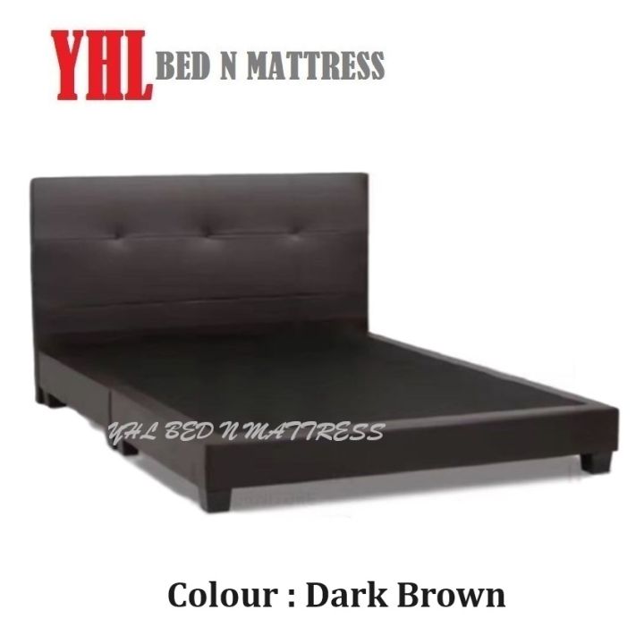 YHL PVC Leather Divan Bedframe With 2 Inch Plastic Leg (Dark Brown ...