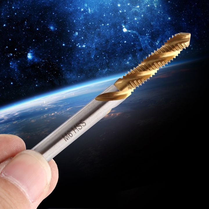 Screw Taps HSS Spiral Fluted Screw Taps Lot Titanium Coated Taps Set ...