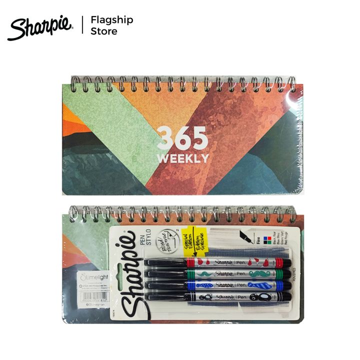 Sharpie Art Pen Fine Assorted 4ct x Limelight 365 Undated Weekly ...