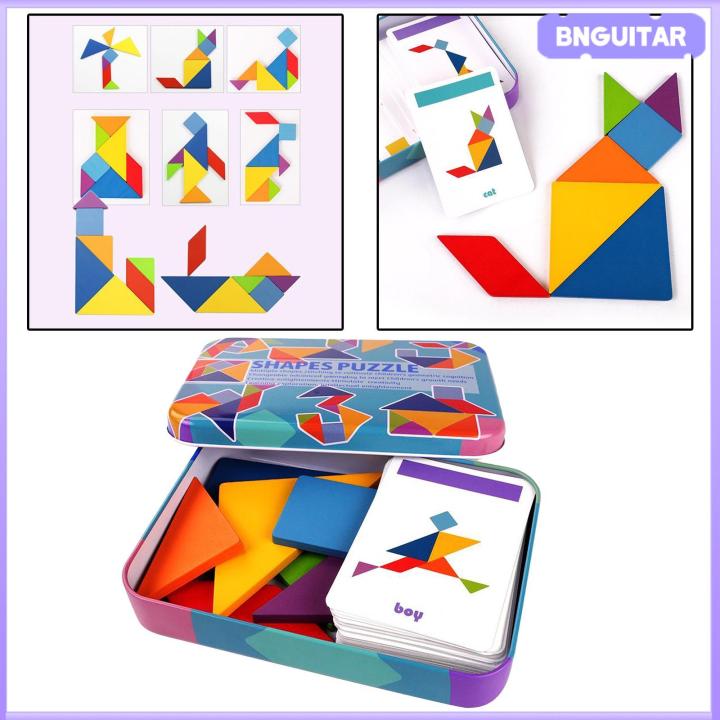 BNGUITAR Wood Tangram Puzzle Brain Teaser Pattern Block Sorting ...
