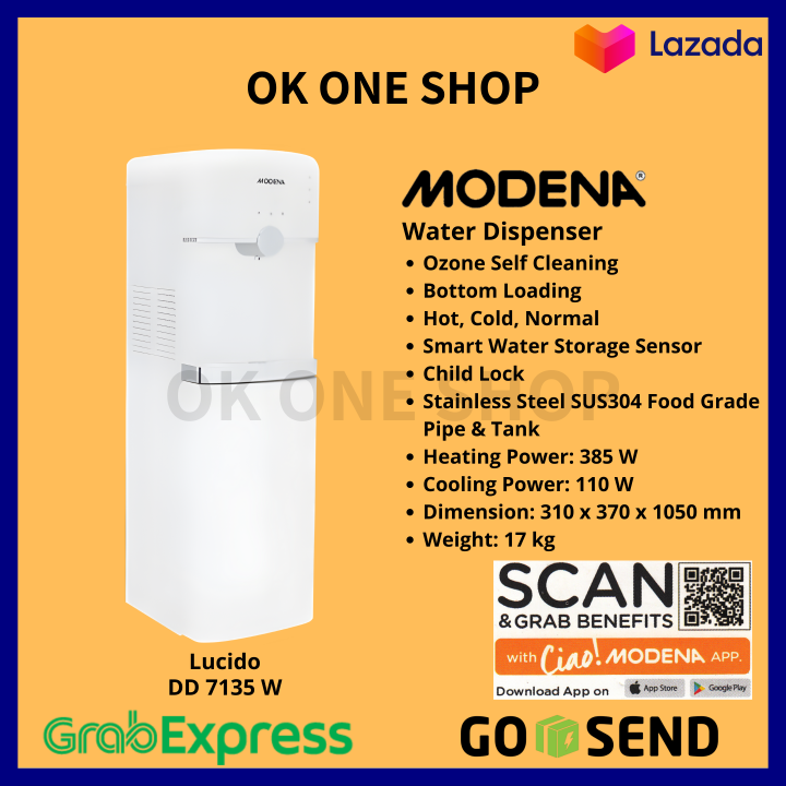 MODENA Water Dispenser DD 7315 W - Lucido (Bottom Loading|Ozone Clean ...