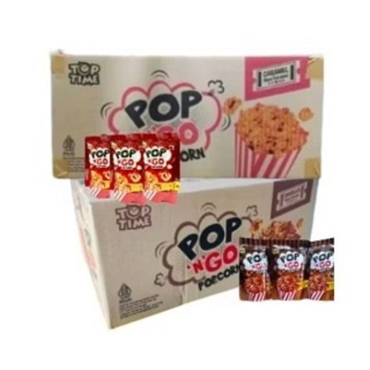 Pop n Go Top Time PopCorn Pouch 1Dus / Karton isi 30 Pcs 20gr Cemilan ...
