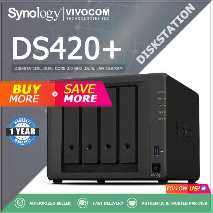 Synology DS420+ 4-bay DiskStation, Dual Core 2.0 Ghz ,Dual Lan 2GB ram ...