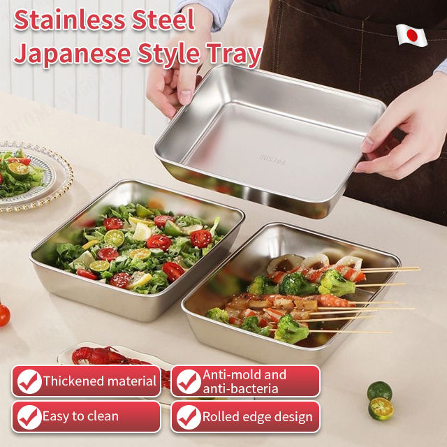 Stainless Steel Square Plate With Lid Large Refreshing Lunch Container ...