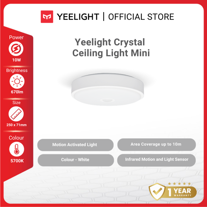 Yeelight LED Crystal Mini Sensor Ceiling Light Motion Night Light Lamp ...