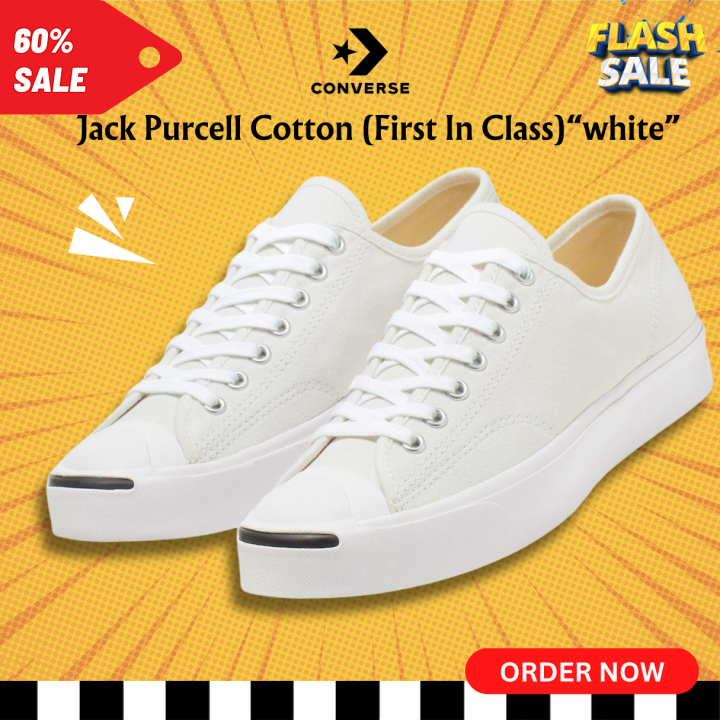 รุ่นฮิต Converse jack purcell ฺwhite รองเท้าผ้าใบคอนเวิร์ส แจ็ค สีขาว คลาสสิค | Lazada.co.th