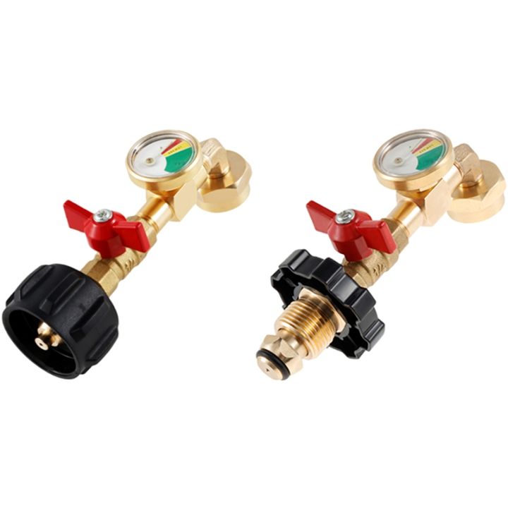 Propane Gas Tank Connector Refill Adapter Gas Pressure Gauge Level ...