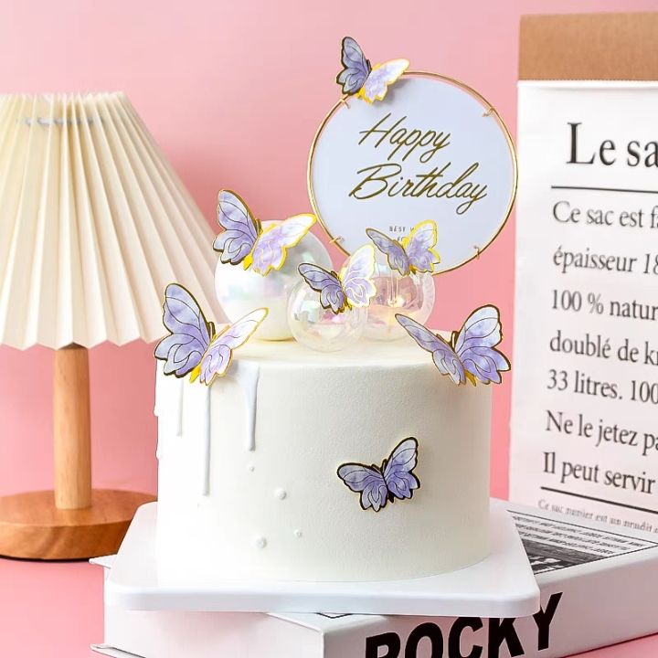 Topper Ins Gold Butterfly Paper Card Cake Topper Plug In Baking Props