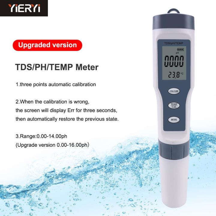 Yieryi 3 in 1 Test TDS/PH/TEMP Water Quality Monitor TDS Tester Kit for ...