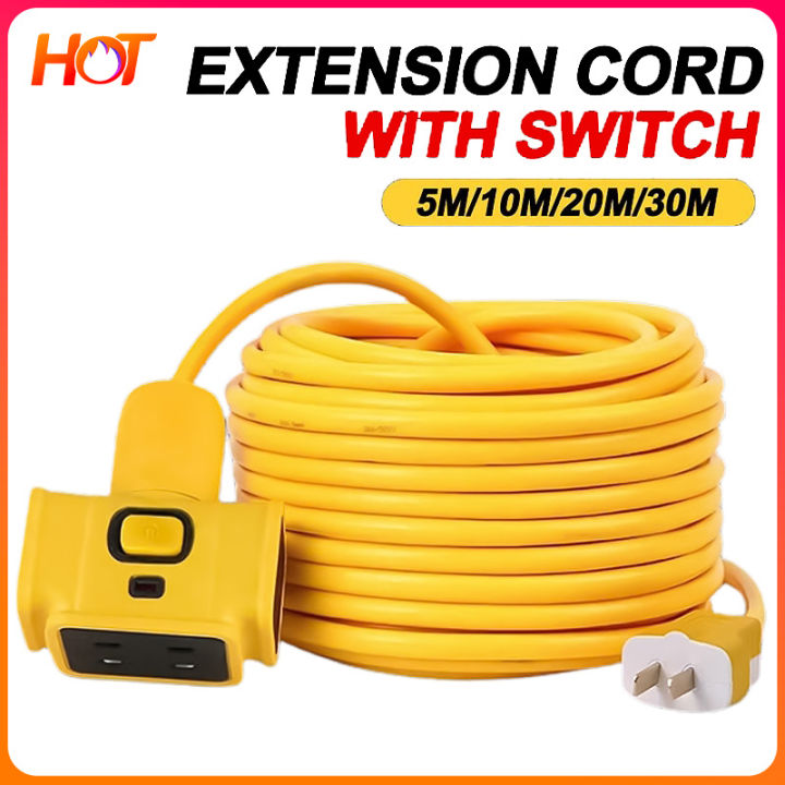 🔥 5M/10M/20M/30M Extension Cord Socket With Switch Extra-long Plug-in ...