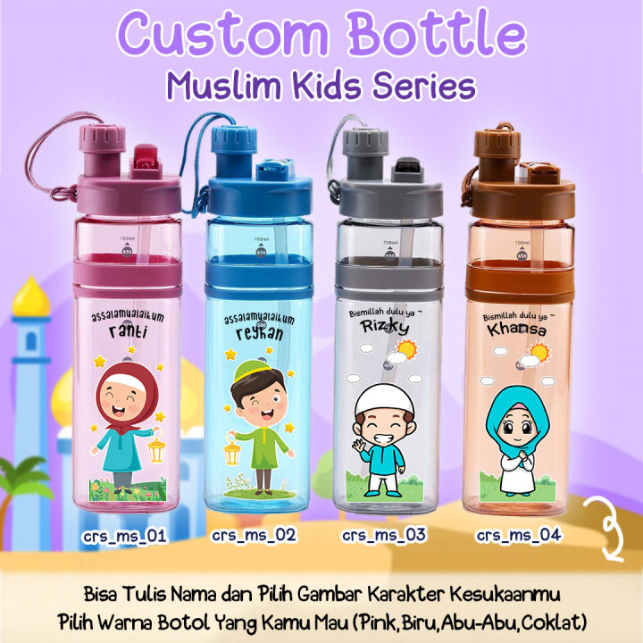 BOTOL MINUM CUSTOM 2in1 700 ML DESAIN Muslim Kids Series | Lazada Indonesia