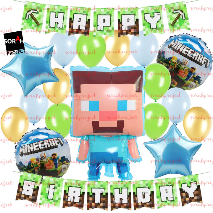 Minecraft Balloon Birthday Party Theme Decoration Set Package DIY Sorah ...