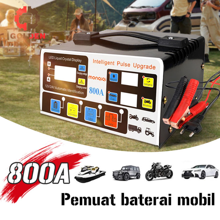 800A Charger Aki Portable 12V/24V Motor Mobil Cerdas Pengisi Daya Pulsa Murni Perbaikan Tembaga ...
