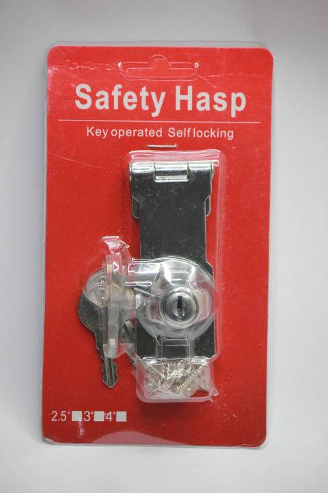 SAFETY HASP 3inc, ZINC ALLOY, KEY OPERATED SELF LOCKING, 2-IN-1 LOCK w ...