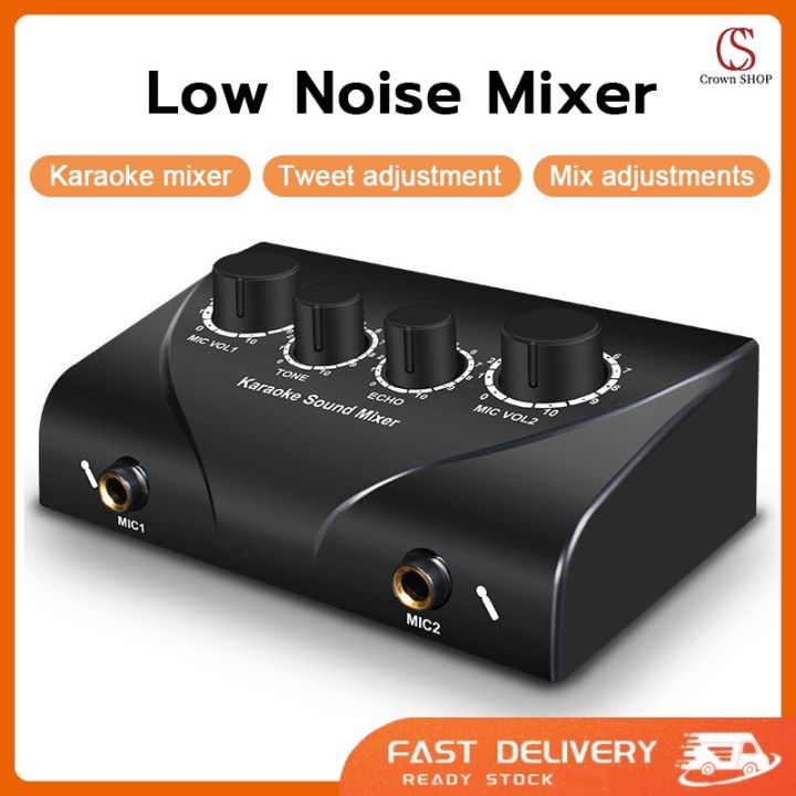 Audio Mixer Amplifier Portable Dual Mic Inputs For Amplifier & Microphone Karaoke Echo Mixer ...