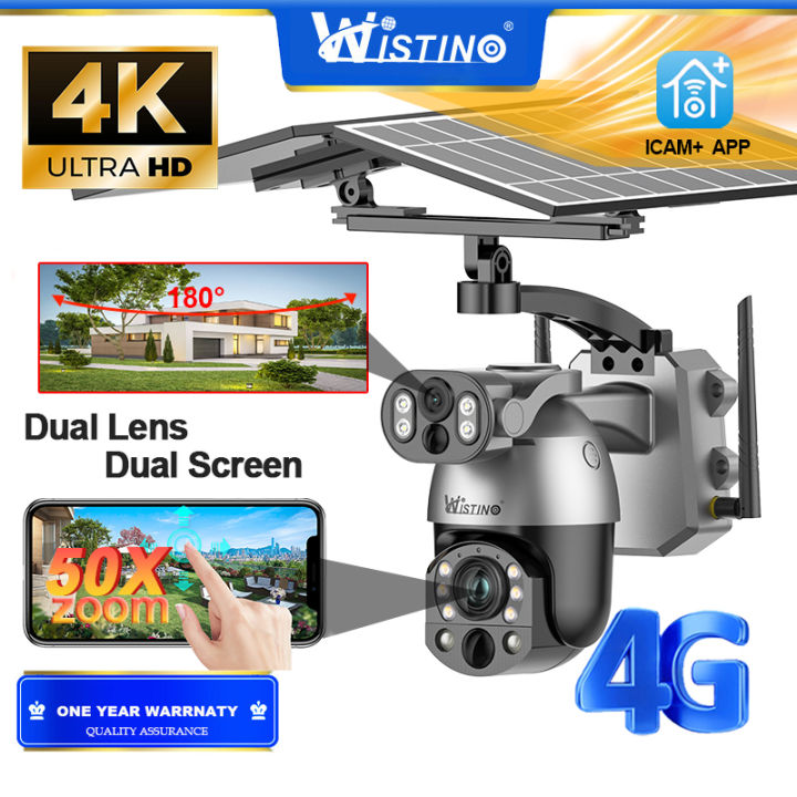 Wistino HD 8MP 4K 50X digital zoom sim card cctv solar power cctv ...