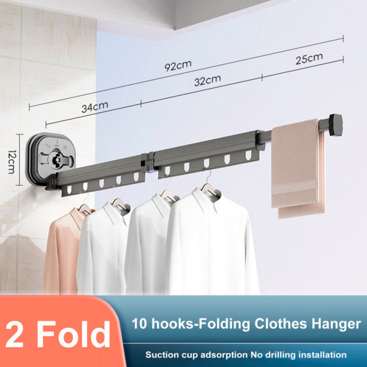 【Ready Stock】Folding Clothes Rack Aluminum Clothes Hangers Black Wall ...