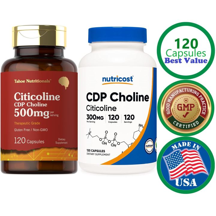 Real CITICOLINE 120/60 Caps CDP Choline Nutricost/Tahoe for Neural ...